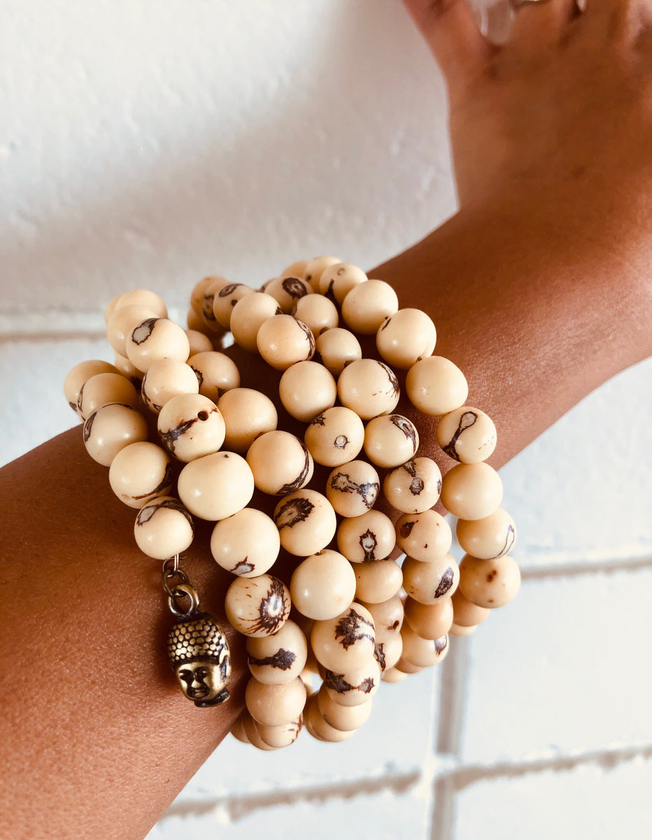 Açaí Bracelet with Pendant Beads Bracelet Ivory Pink Blue – Seeds4Love